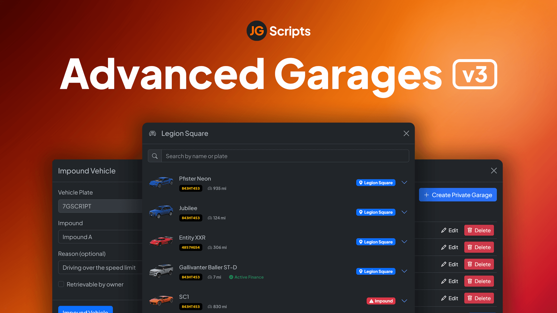Advanced Garages v3 | JG Scripts | QBCore, Qbox & ESX FiveM Scripts